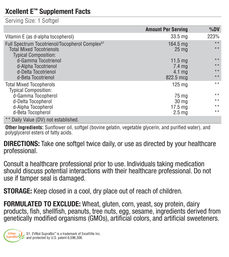 Xymogen Xcellent E Softgels – Alive + Well Supplements